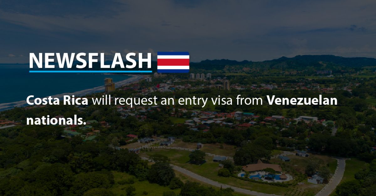 Costa Rica will request an entry visa from Venezuelan nationals - BLP Legal